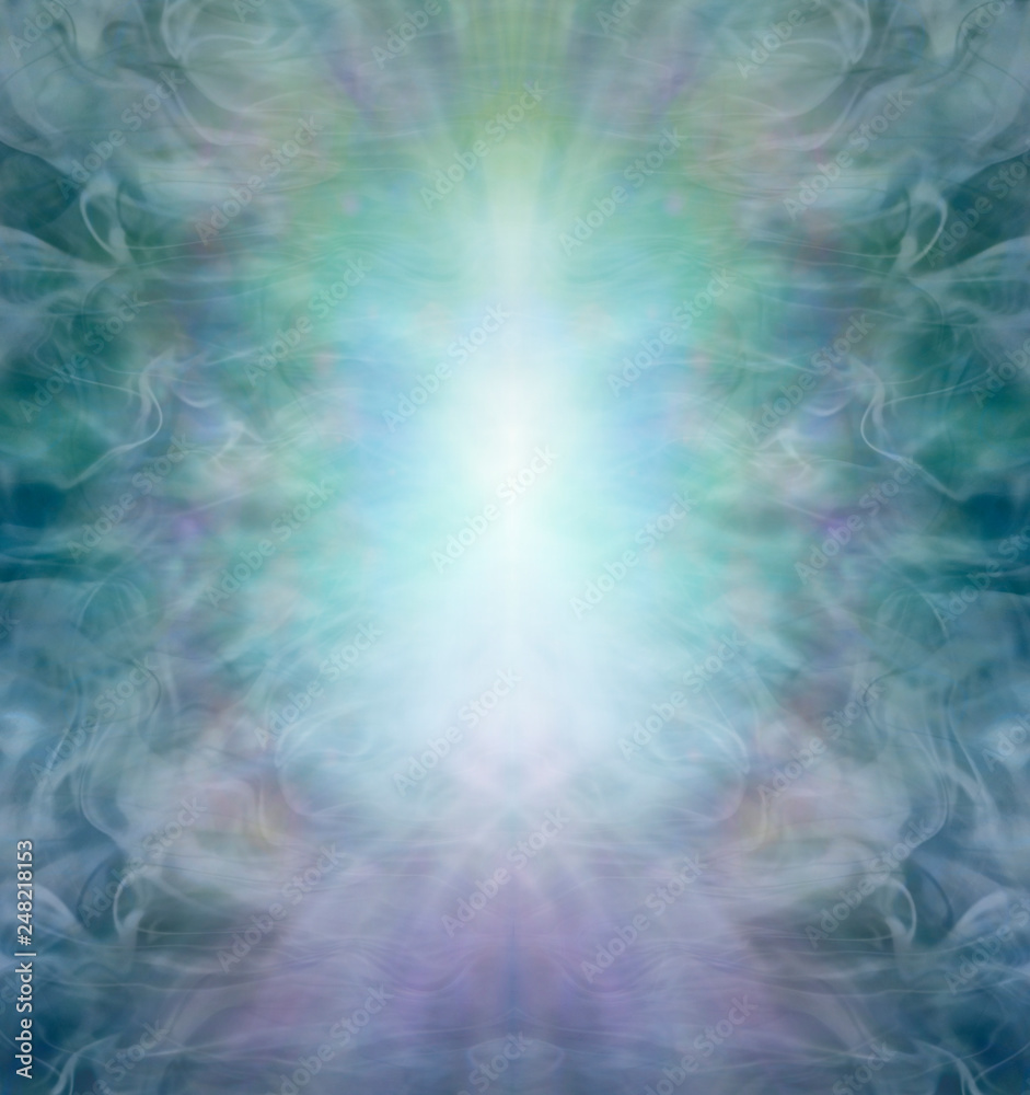 Ethereal Green Man Spirit Background - a white blue central column of ...