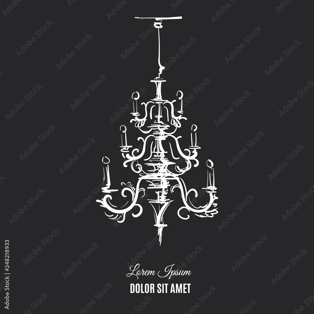 Vector illustration of antique chandelier made in hand drawn style ...