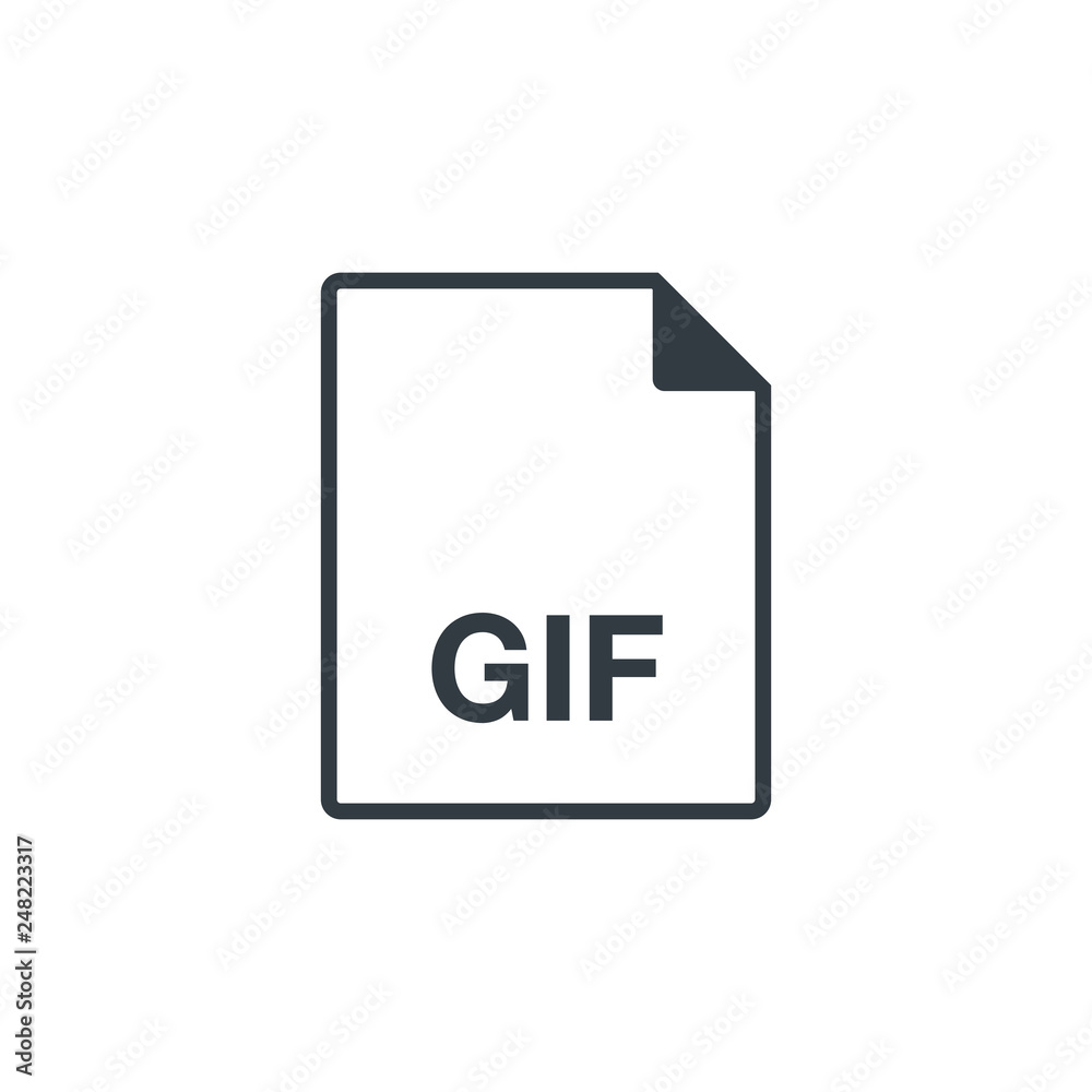 Black single thin line gif document file format icon concept. Simple ...