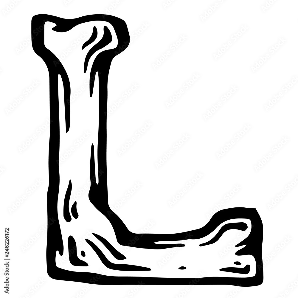 Vector alphabet and letter L. Skull white letter in hipster style ...