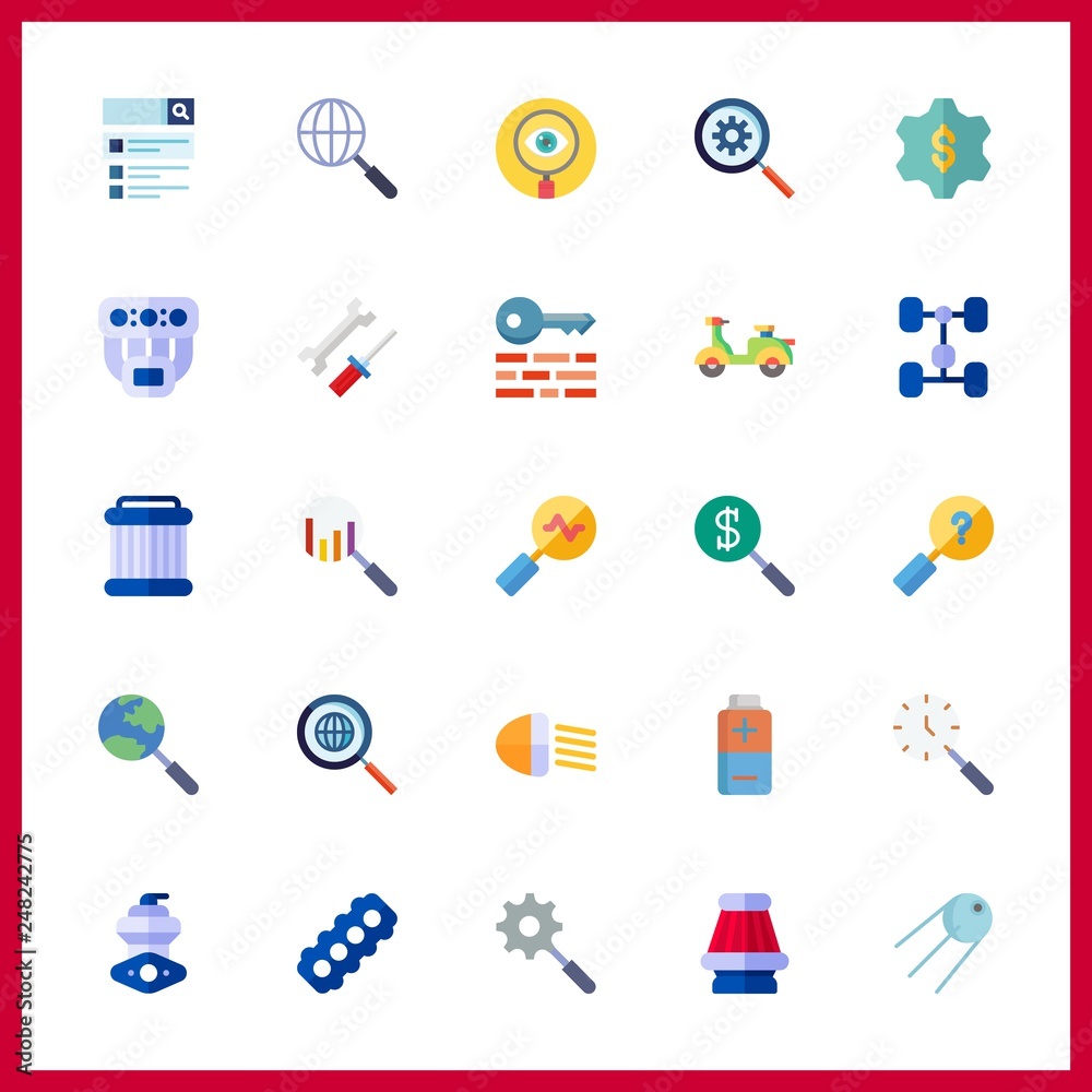 25 engine icon. Vector illustration engine set. air filter and battery ...