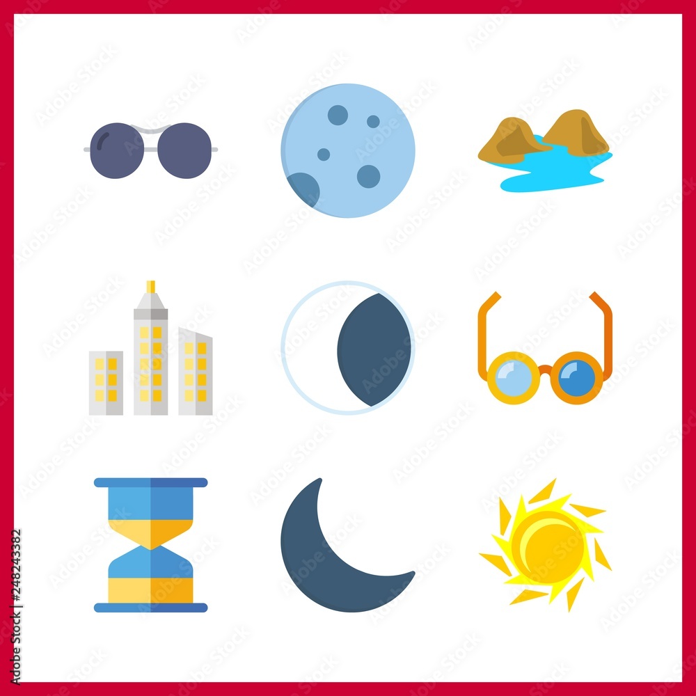 9 reflection icon. Vector illustration reflection set. sun and moon ...