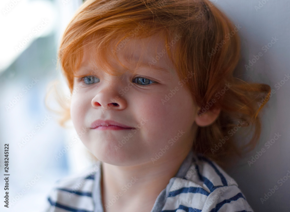beautiful little girl with red hair by the window,redheaded little girl,pretty baby Stock Photo ...