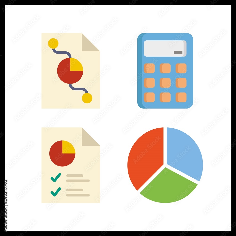 4 budget icon. Vector illustration budget set. calculator and pie chart ...