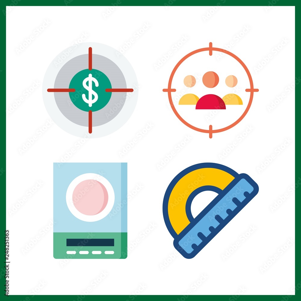 4 accuracy icon. Vector illustration accuracy set. protractor and ...
