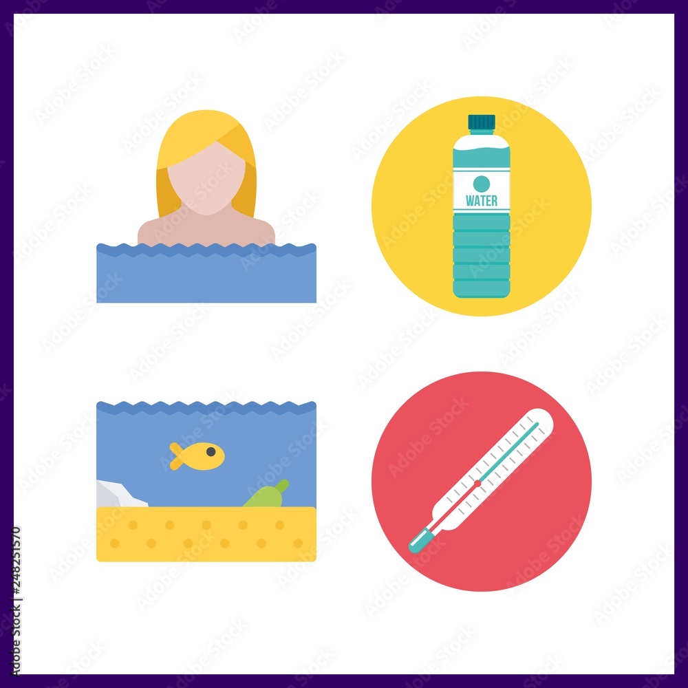 4 under icon. Vector illustration under set. sea life and swimmer icons ...