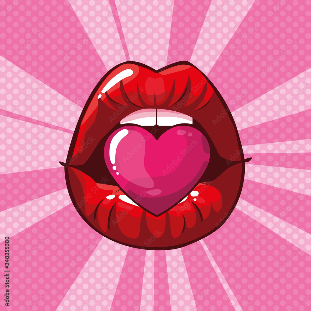 Sexy Woman Mouth With Tongue Out Pop Art Style Stock Vector Adobe Stock