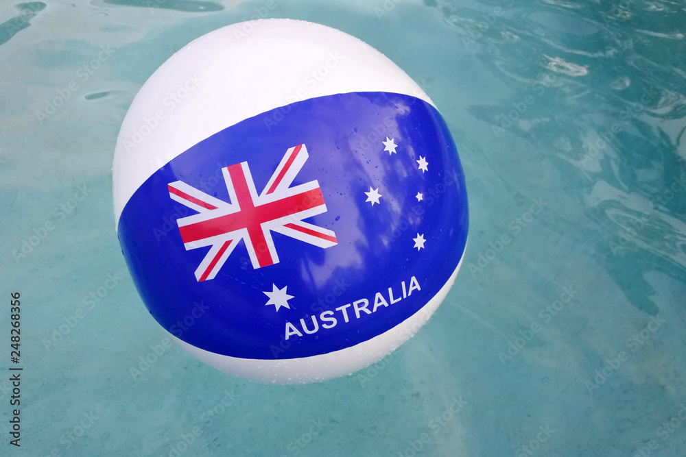 Australian Flag on a Ball in a Swimming Pool Stock Photo | Adobe Stock