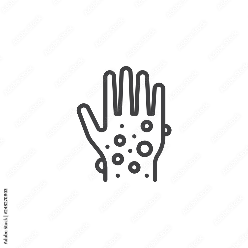 Eczema hand skin line icon. linear style sign for mobile concept and ...