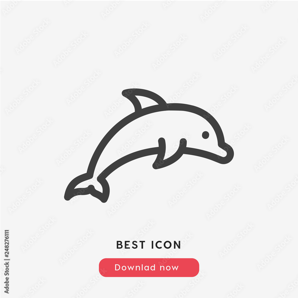 dolphin icon. dolphin vector symbol. Linear style sign for mobile ...