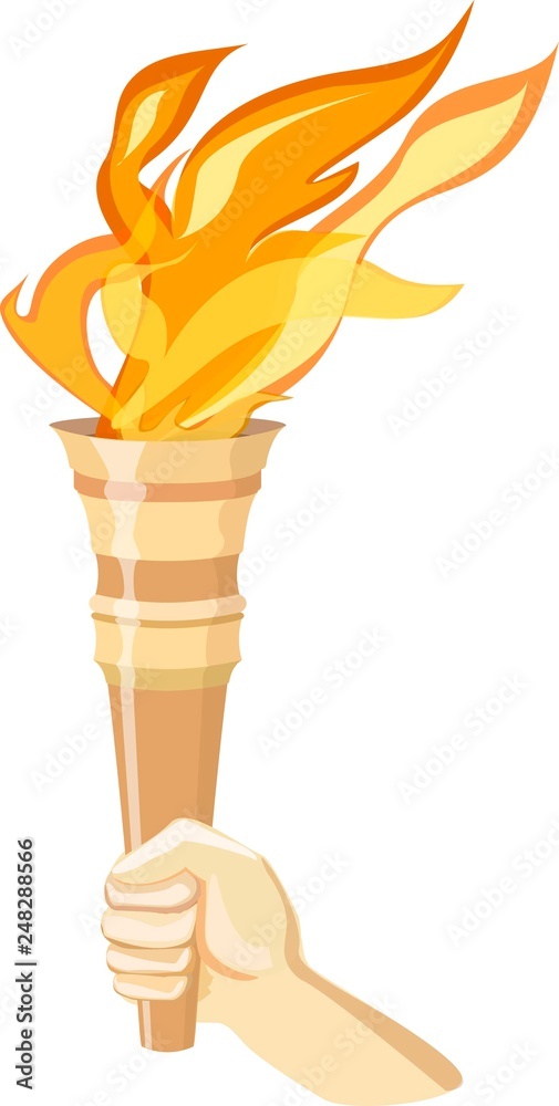 Torch with fire holding the hand of man Logo Template Symbol.vector ...