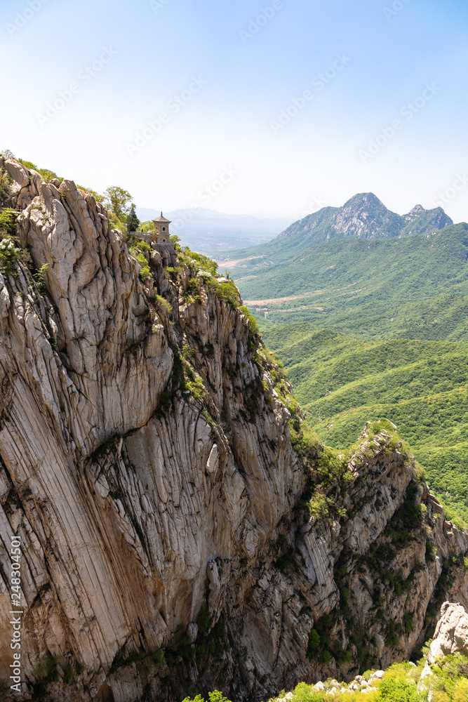 Sanhuang Basilica on a cliff on the top of Songshan Mountain, Dengfeng ...
