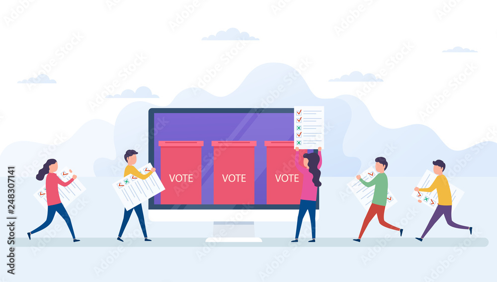 Online voting concept, electronic voting system with computer screen ...