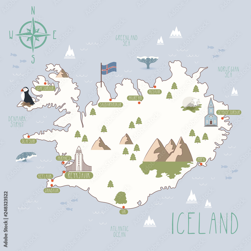 Vector map of Iceland Stock Vector | Adobe Stock