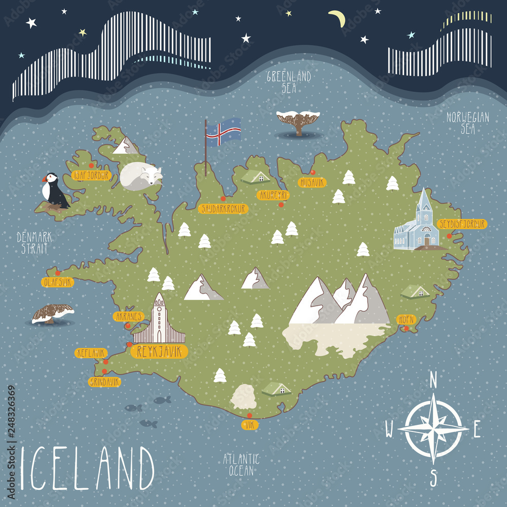 Vector map of Iceland Stock Vector | Adobe Stock