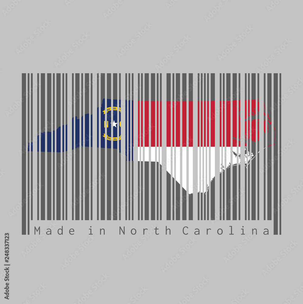 Barcode set the shape to North Carolina map outline and the color of ...