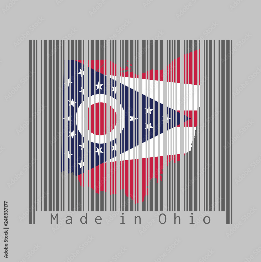 Barcode set the shape to Ohio map outline and the color of Ohio flag on ...