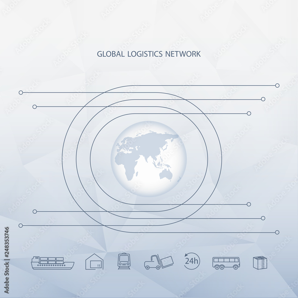 Global logistics network. Map global logistics partnership connection ...