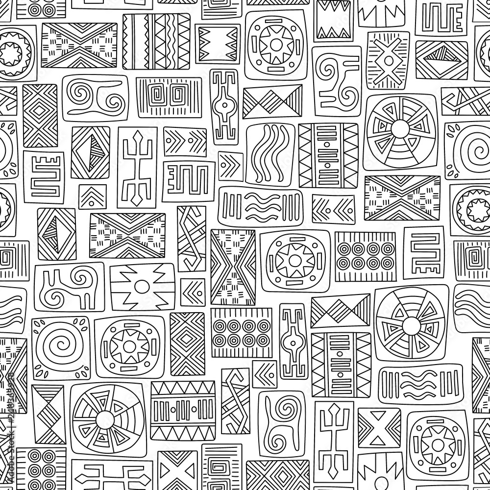 African Tribal Pattern Black And White