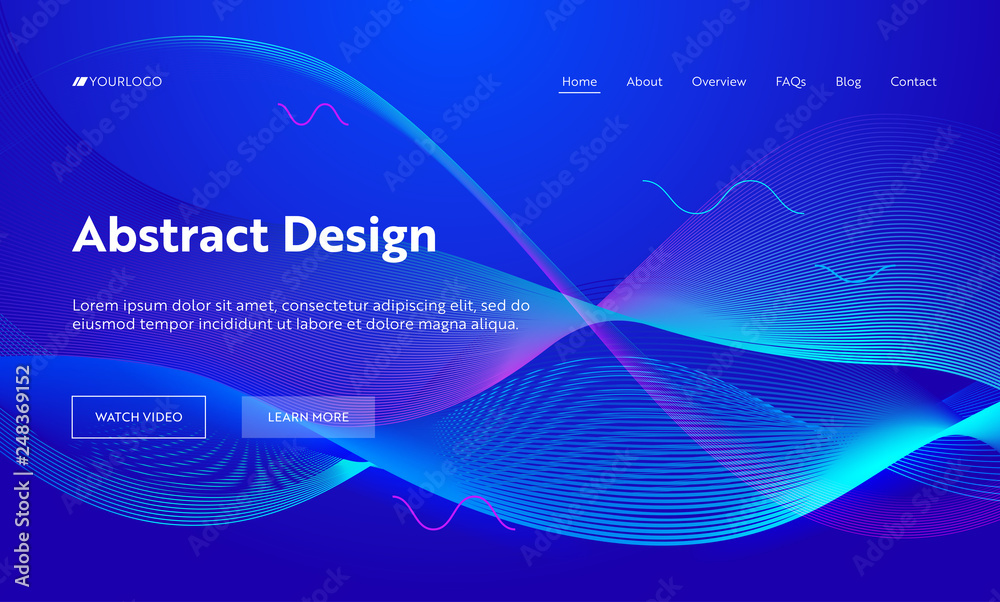 Blue Abstract Geometric Frequency Wave Shape Landing Page Background ...