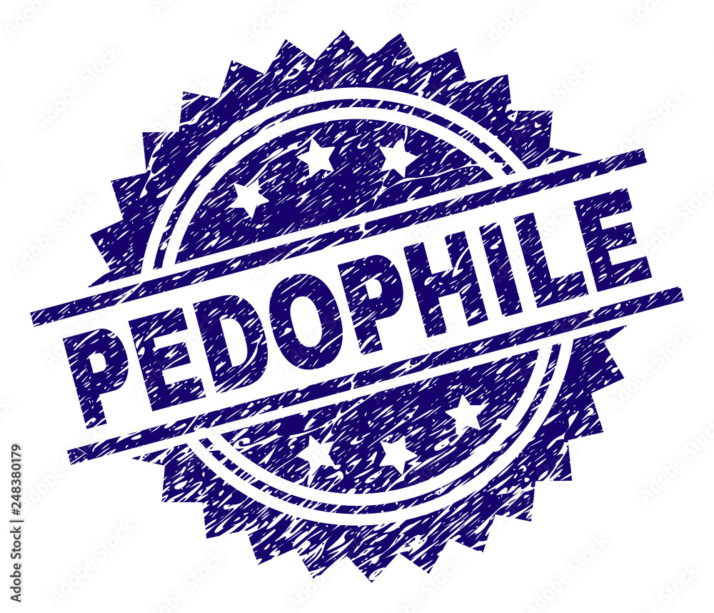 PEDOPHILE stamp seal watermark with distress style. Blue vector rubber ...