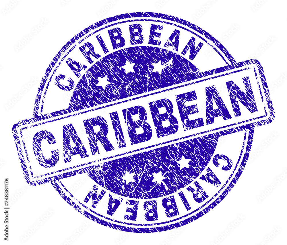 CARIBBEAN stamp seal watermark with grunge texture. Designed with ...