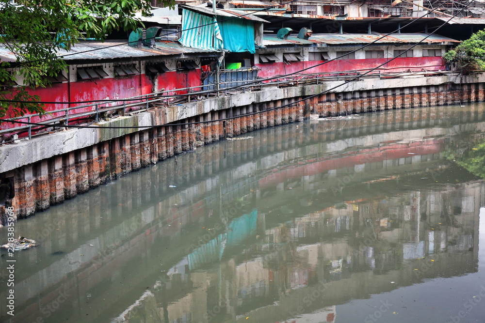 Shacks on the east bank-Estero de San Lazaro. Binondo Chinatown-Manila ...