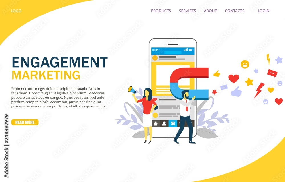Engagement marketing vector website landing page design template Stock ...