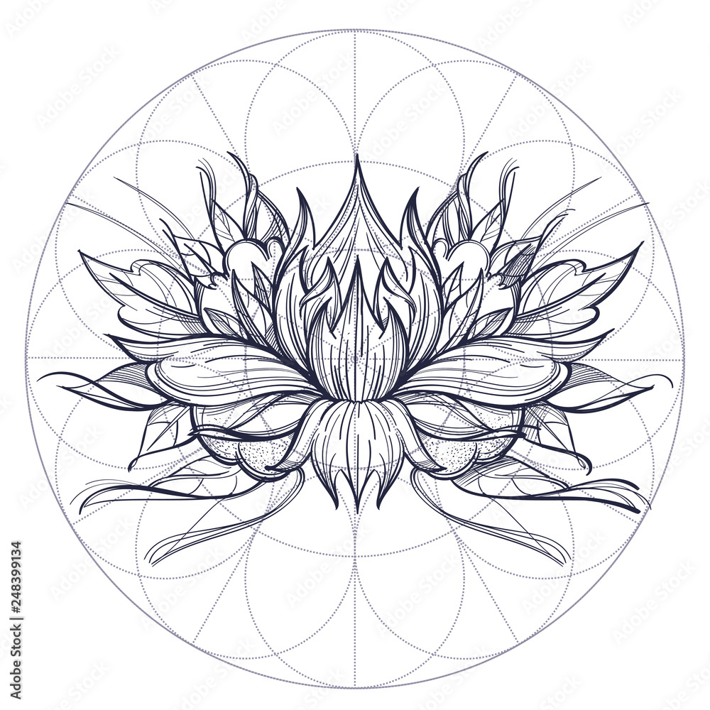 Elegant element of a stylized flower with smooth lines. Stylized floral ...