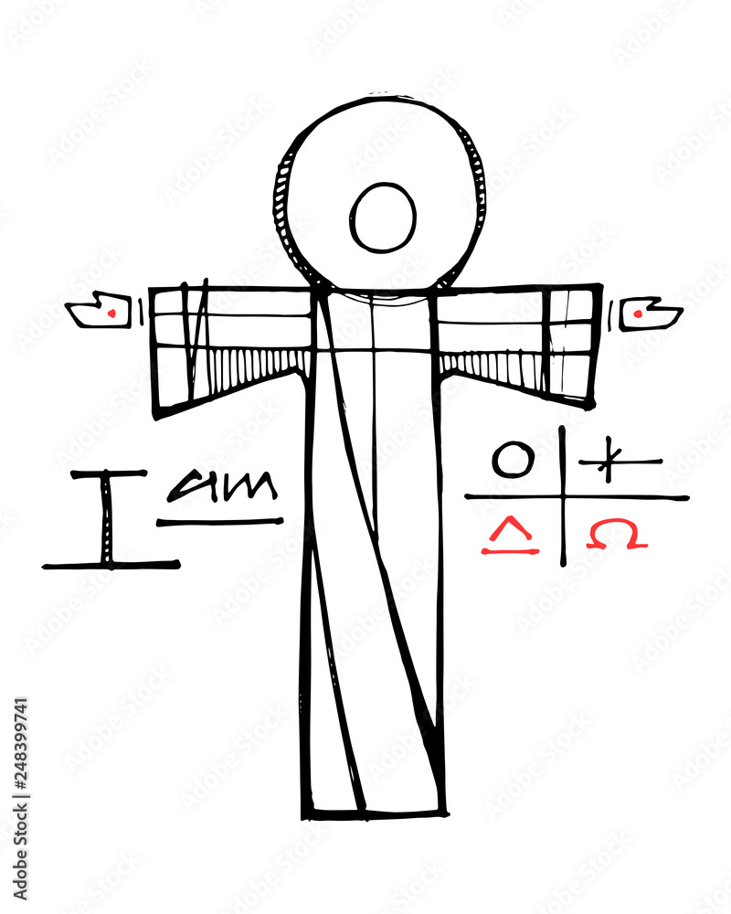 Jesus Christ and christian symbols illustration Stock Vector | Adobe Stock
