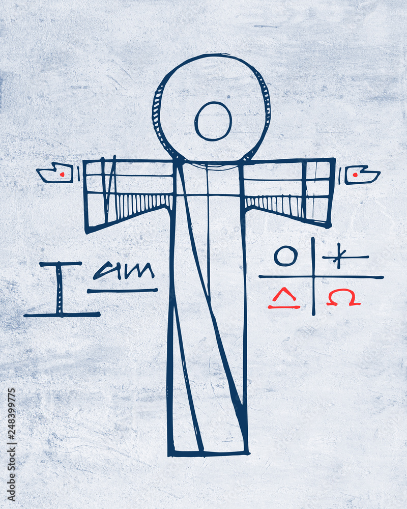 Jesus Christ and christian symbols illustration Stock Illustration ...