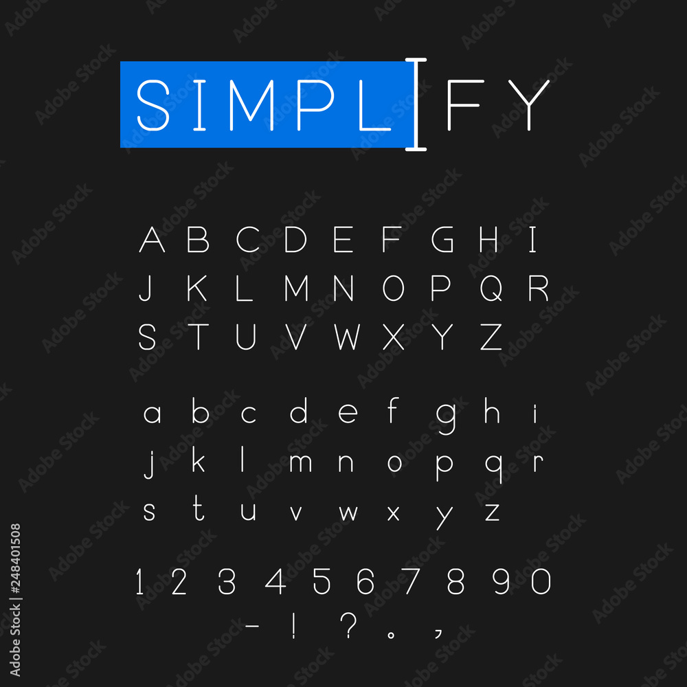 Simplify font vector in vlack background Stock Vector | Adobe Stock