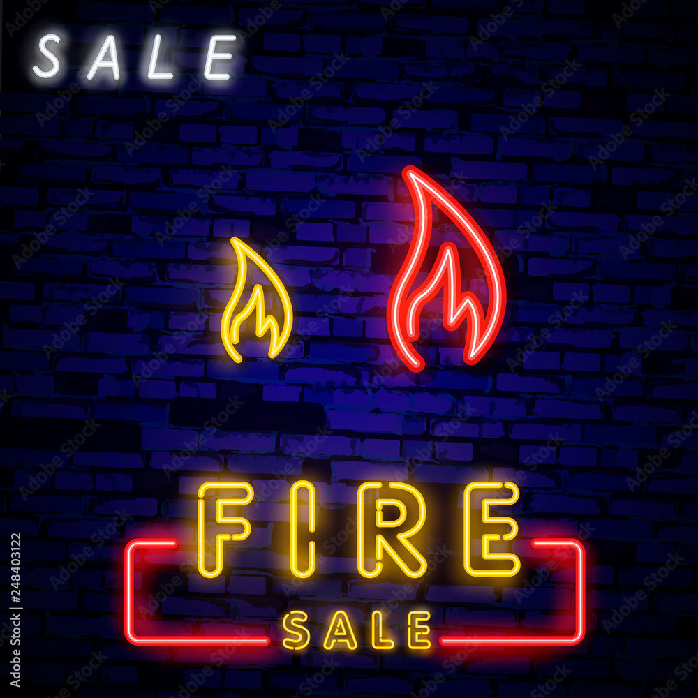Neon fire icon. Elements of Eco in neon style icons. Simple neon flame ...