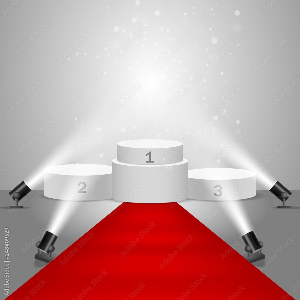 Winner podium for award ceremony, vector realistic illustration Stock ...