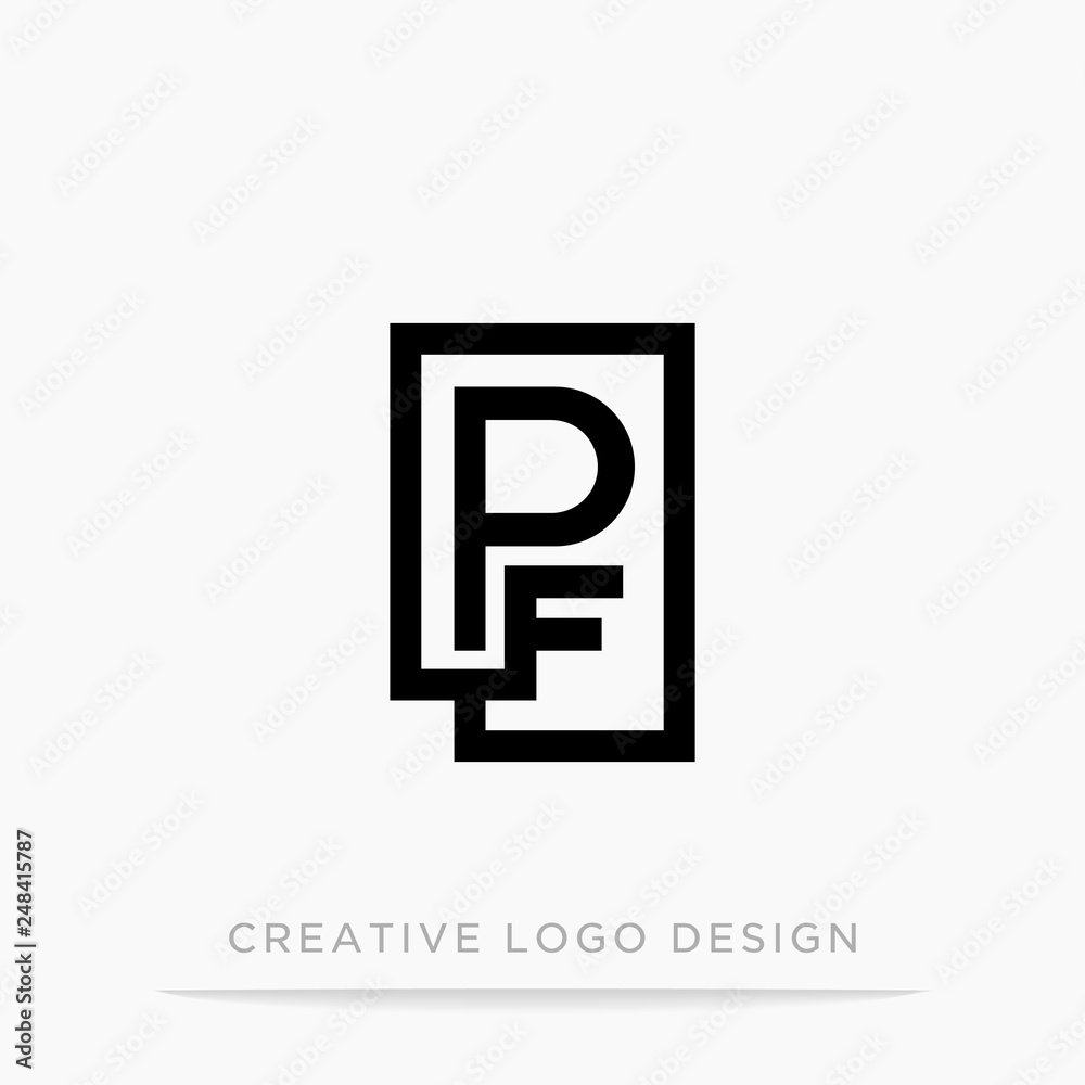 Letter pf initial logo, square design for Corporate Business Identity ...