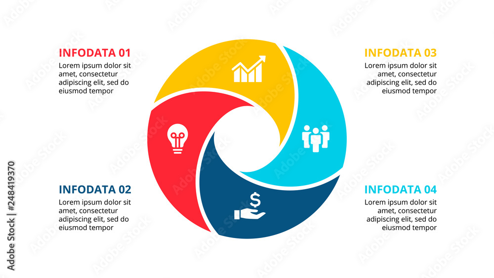 Circle element for infographic with 4 options, parts or steps. Template ...