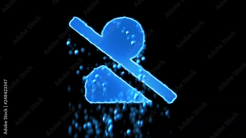 Liquid symbol user slash appears with water droplets. Then dissolves ...