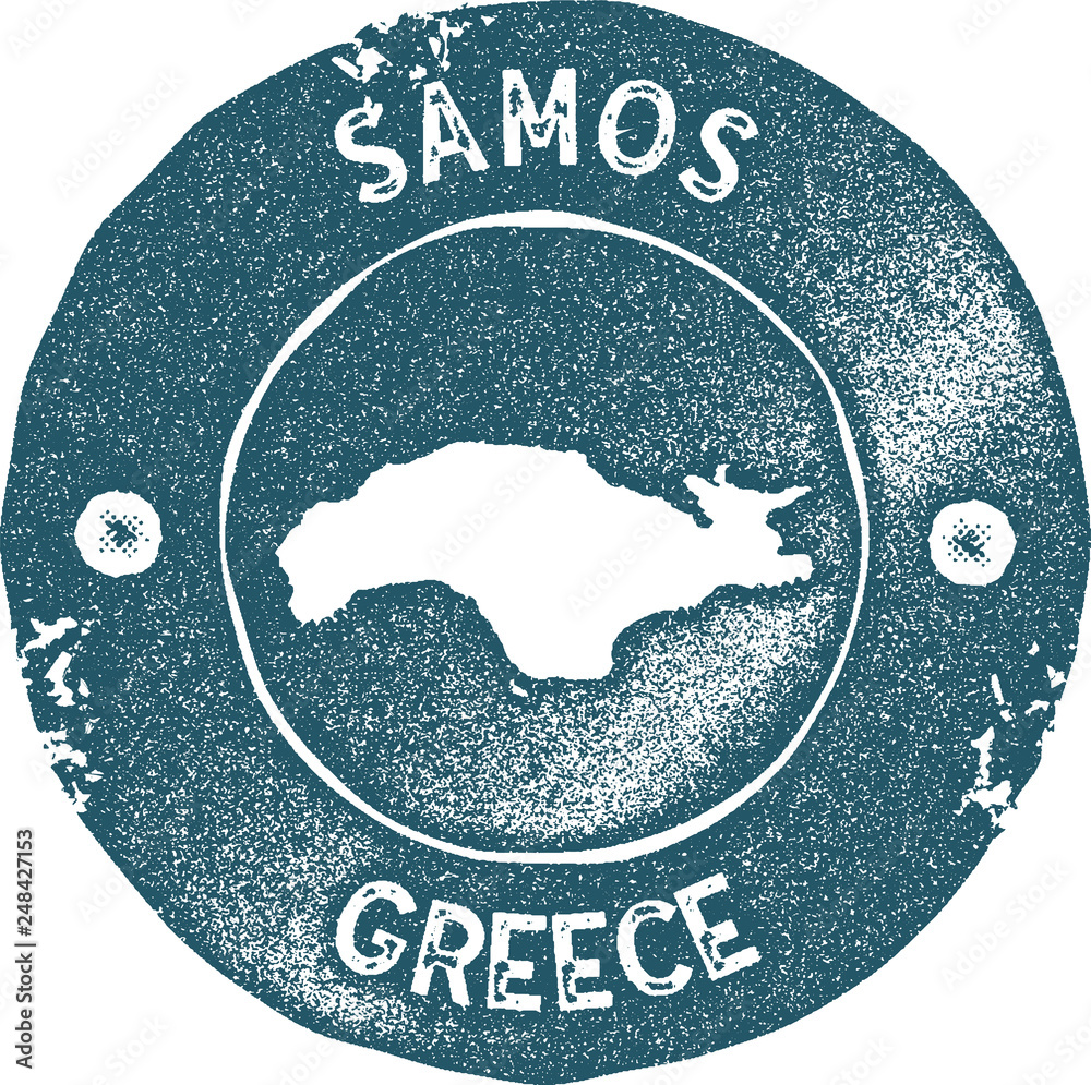 Samos map vintage stamp. Retro style handmade label, badge or element ...