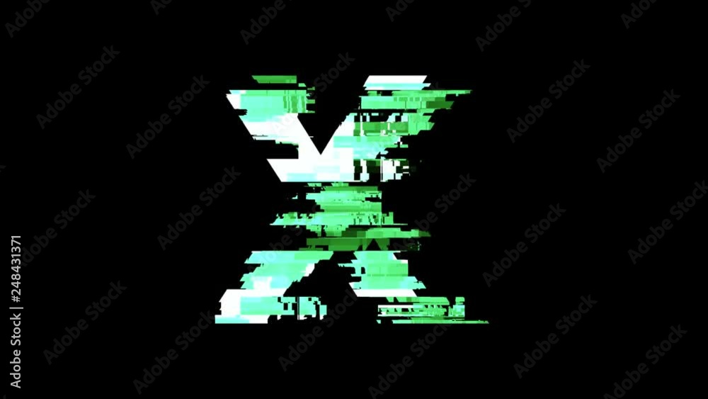 Letter X distorted glitch foturistic digital look - 4K animation ...