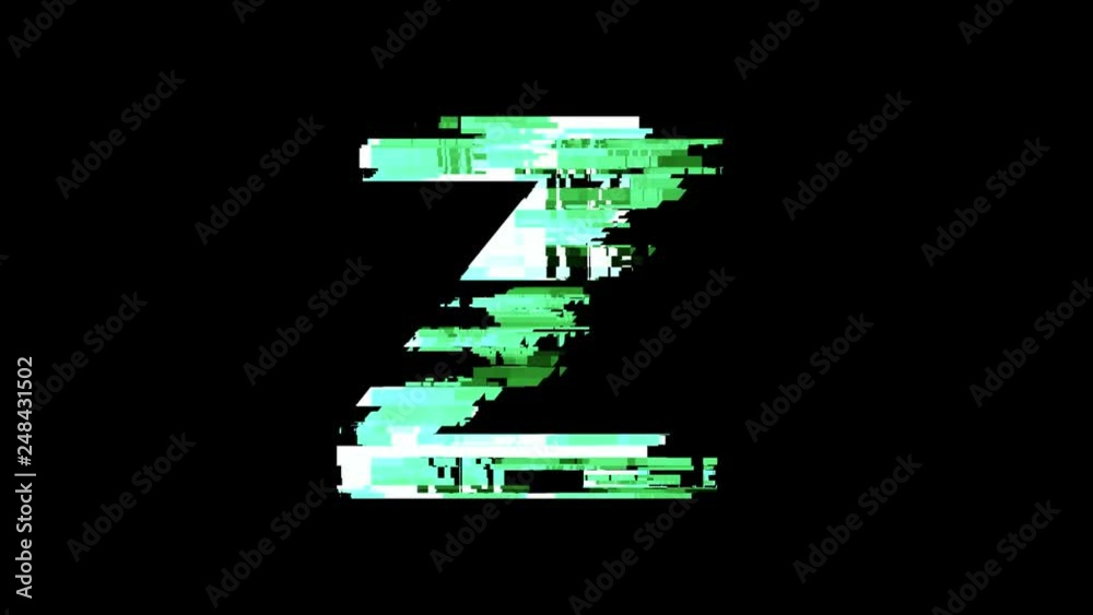 Vidéo Stock Letter Z distorted glitch foturistic digital look - 4K ...