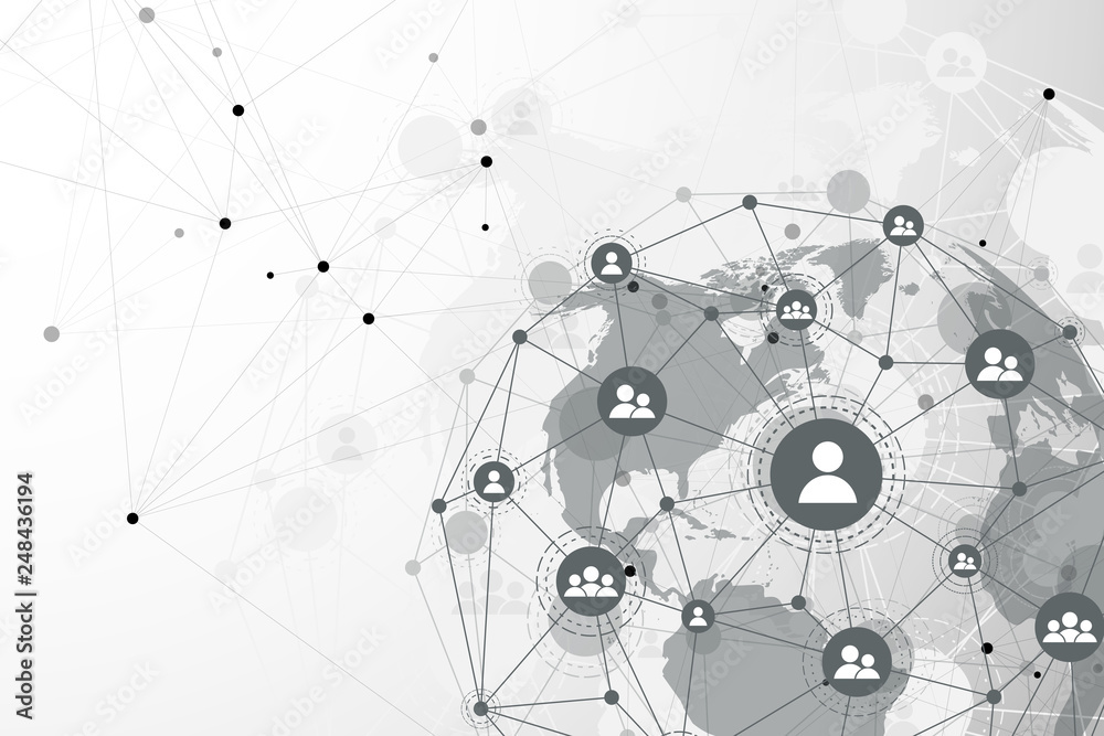 Global network connection concept. Big data visualization. Social ...