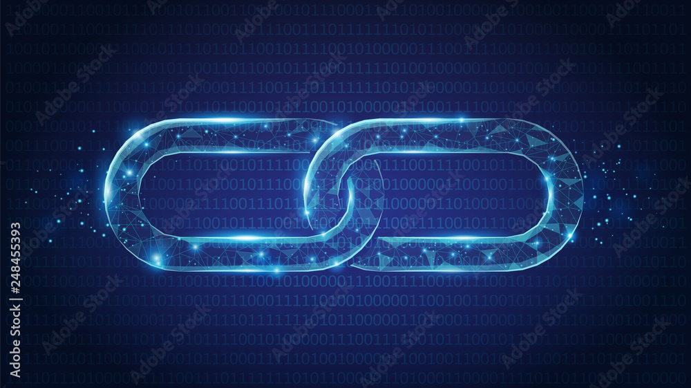 Abstract Chain links low poly consisting of points, lines, and shapes ...