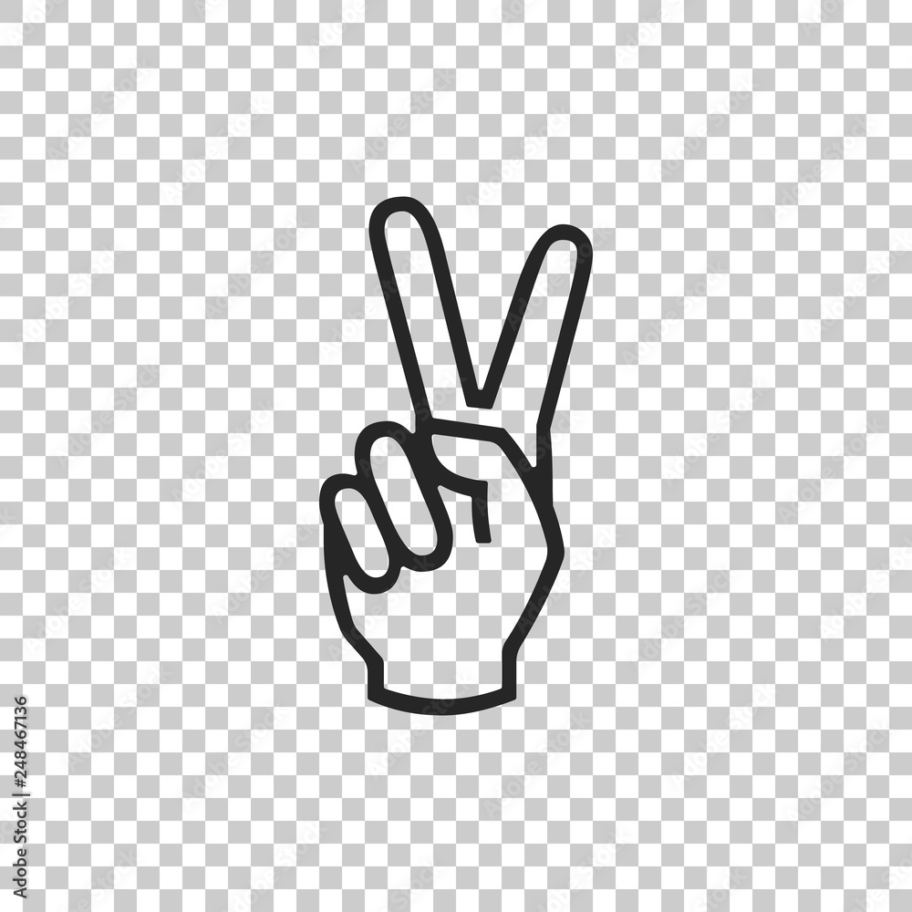 Hand showing two finger icon isolated on transparent background ...