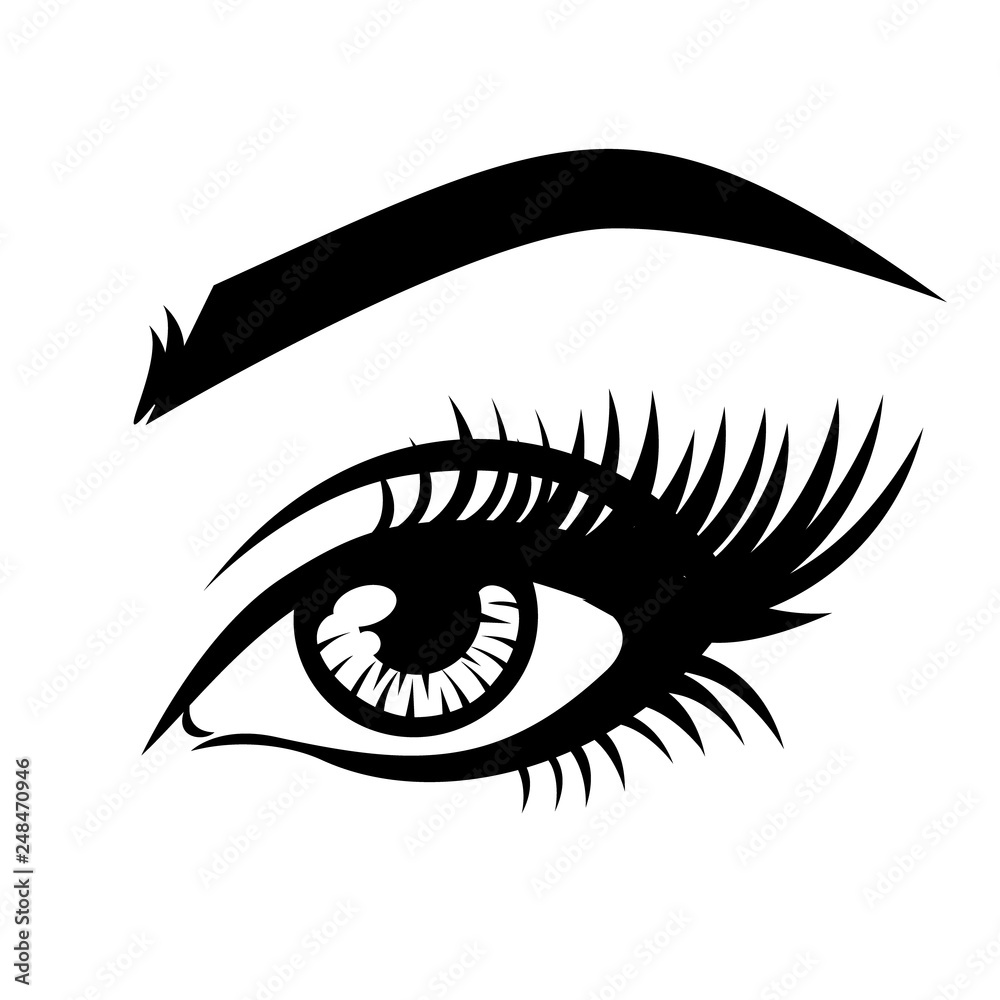 Eyelash extension logo. Vector illustration of eye with eyelashes for ...