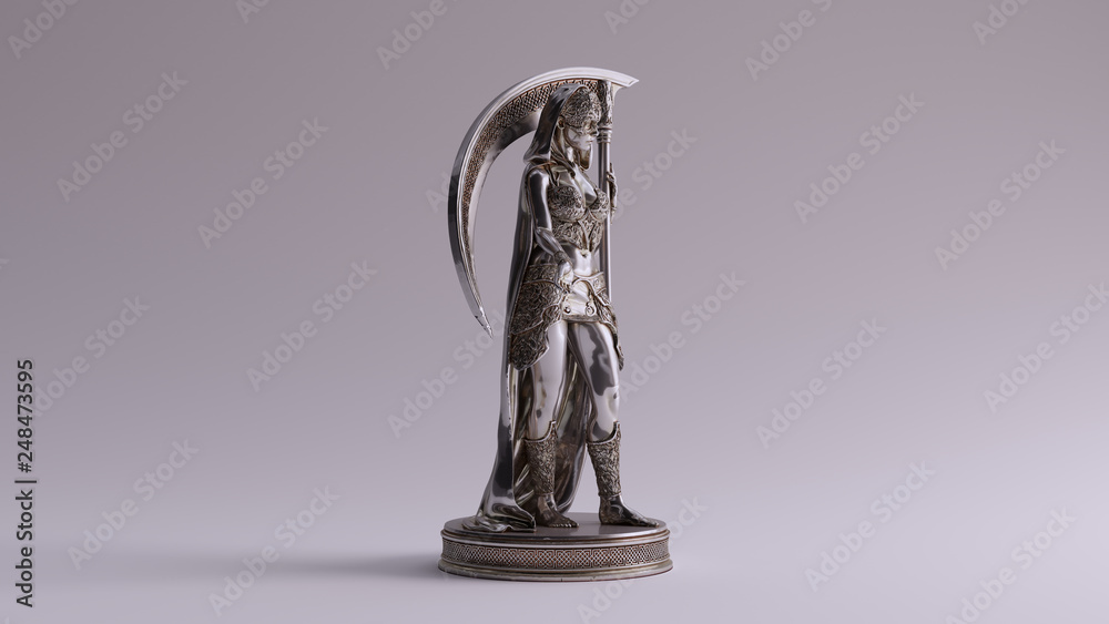 Silver Mexican Santa Muerte Our Lady of Holy Death 3d illustration 3d ...
