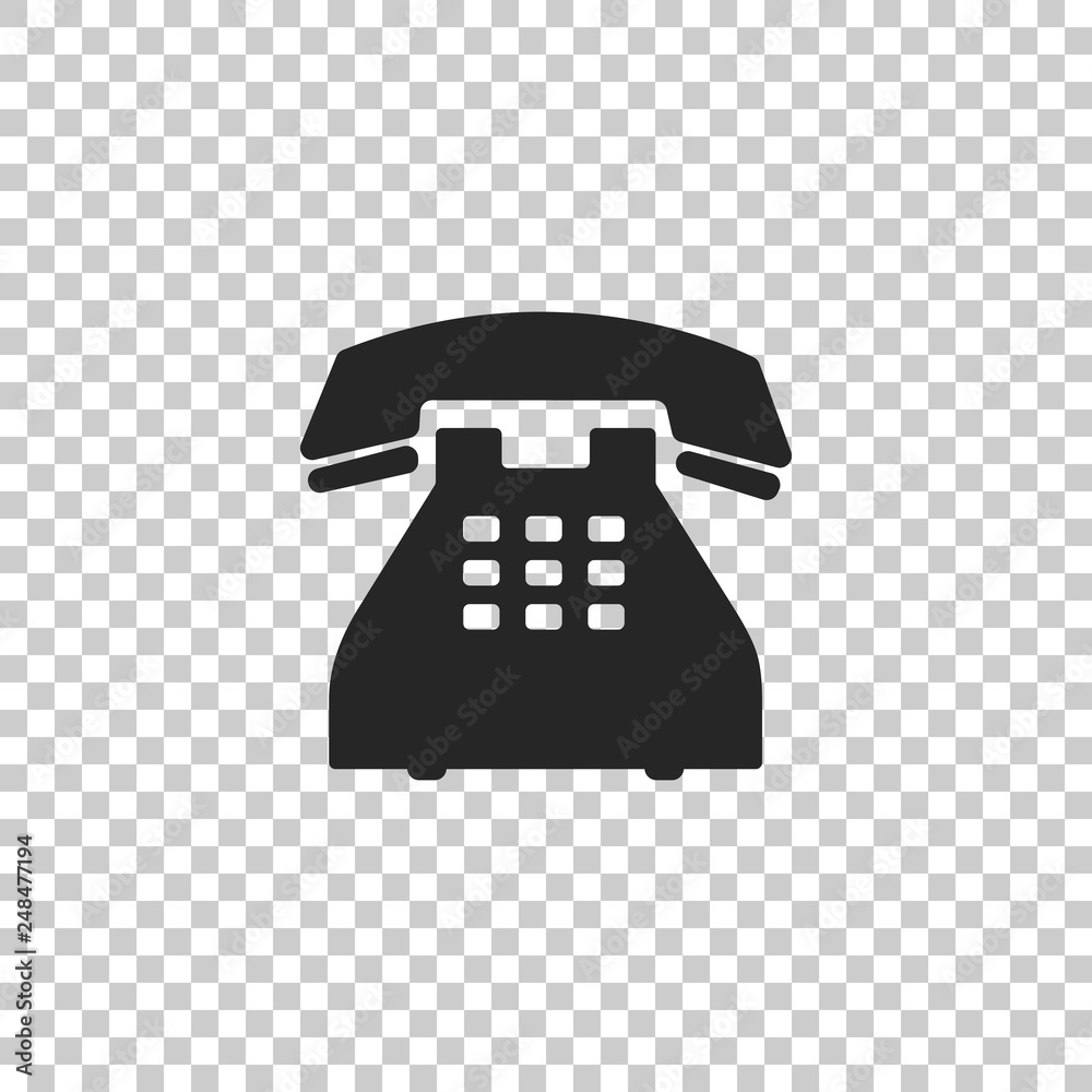 Telephone icon isolated on transparent background. Landline phone. Flat ...