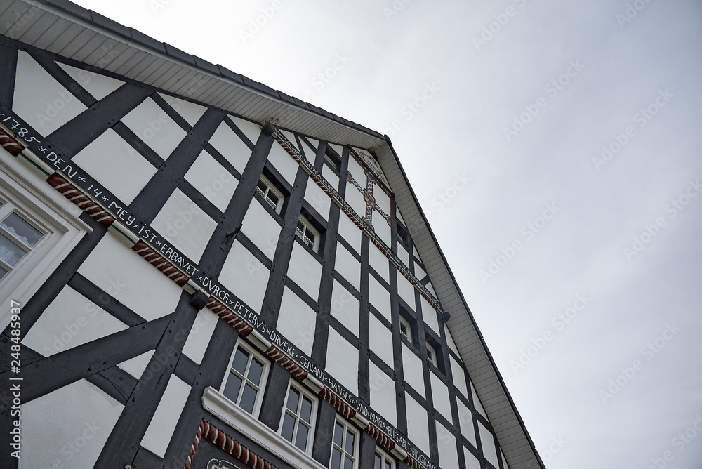 Traditional German Fachwerkhaus in the Sauerland region where wooden ...