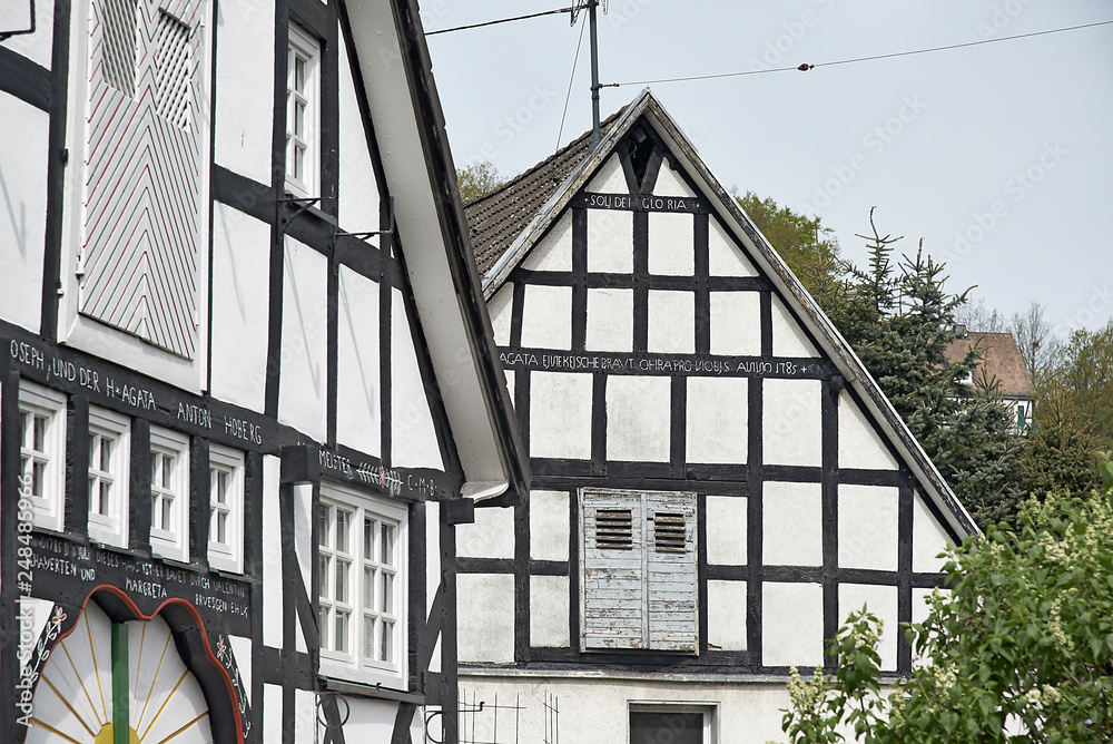 Traditional German Fachwerkhaus in the Sauerland region where wooden ...