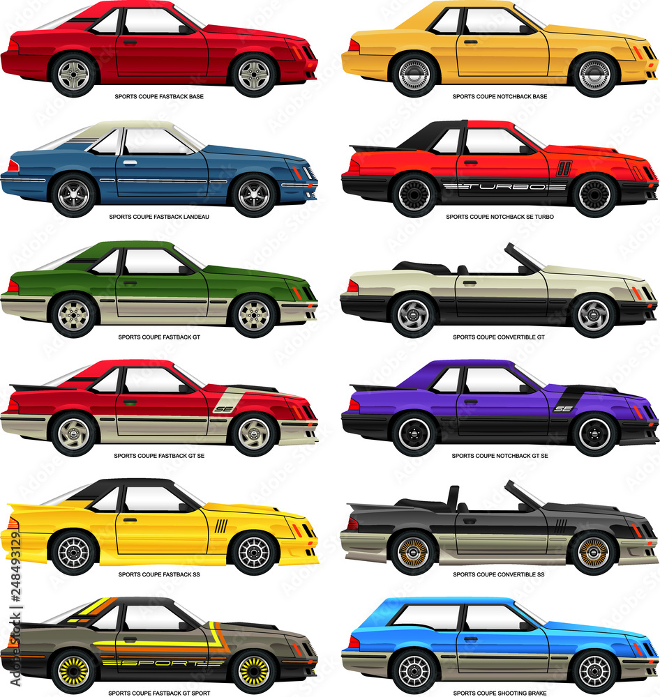 Vector Illustration of 1980s Sports Cars Stock Vector | Adobe Stock
