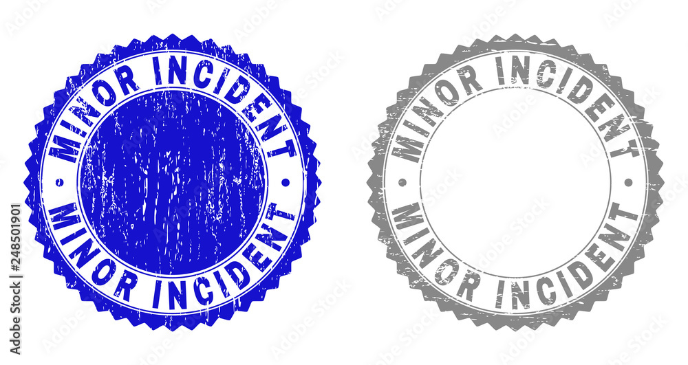 Grunge MINOR INCIDENT stamp seals isolated on a white background ...